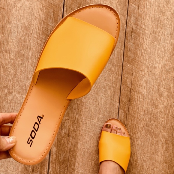 Soda | Shoes | Left Soda Yellow Mule Flatform Slide Sandal 55 | Poshmark